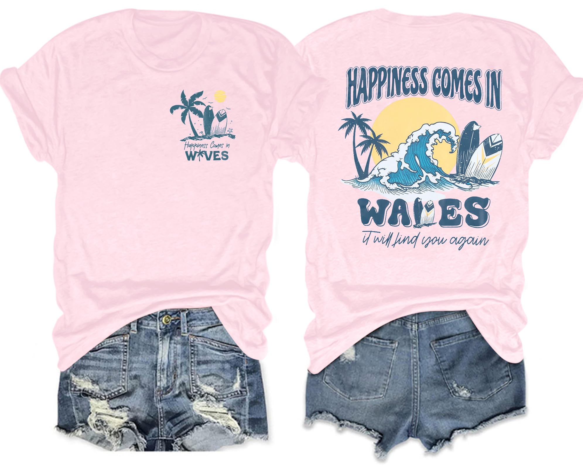 ALLTB Graphic Tees Women Oversized T-Shirts Summer Hawaiian Beach Tops ...