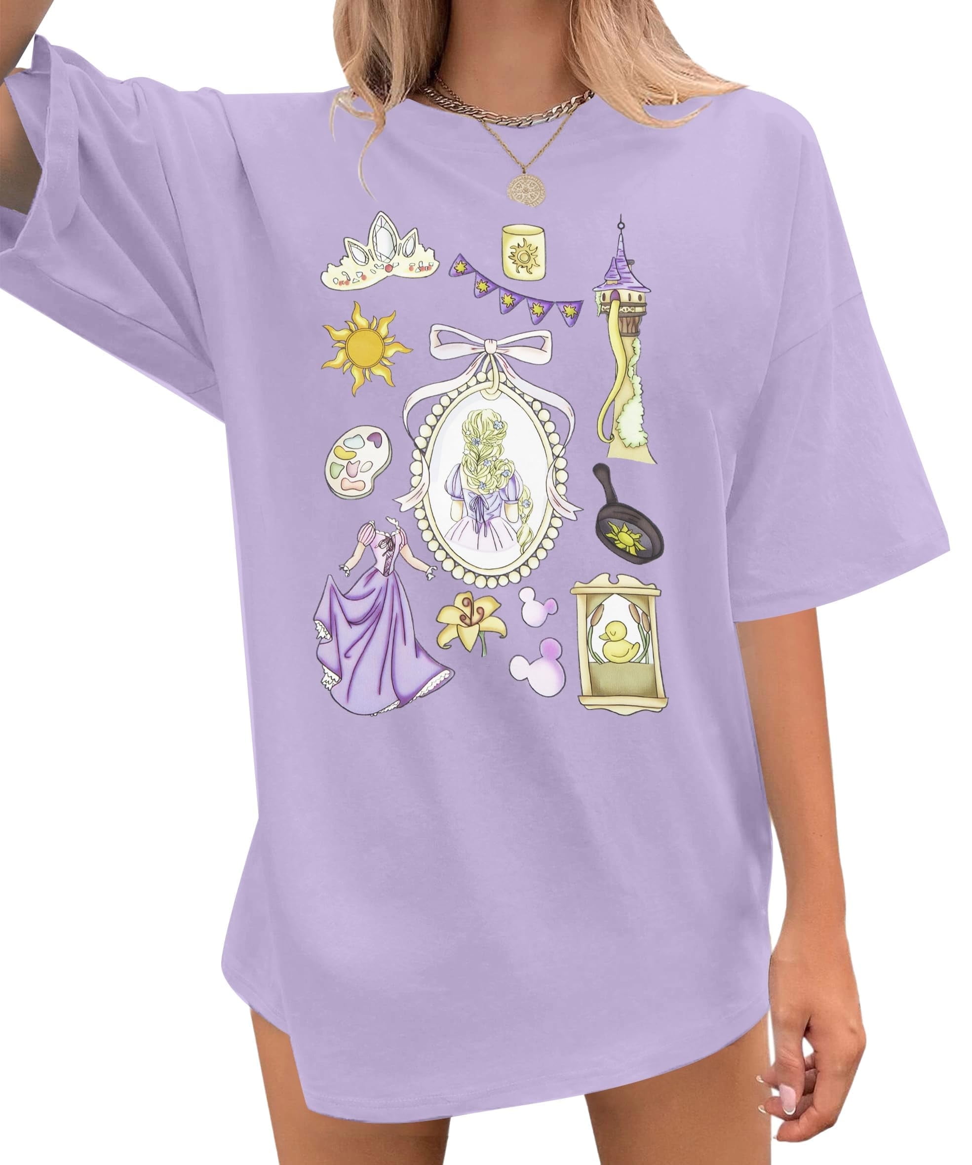 ALLTB Oversized Magical Shirt Women Cute Princess T-Shirt Magic Kingdom ...