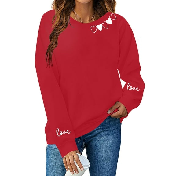 Valentines Day Sweatshirts for Women Love Heart Graphic Crewneck ...