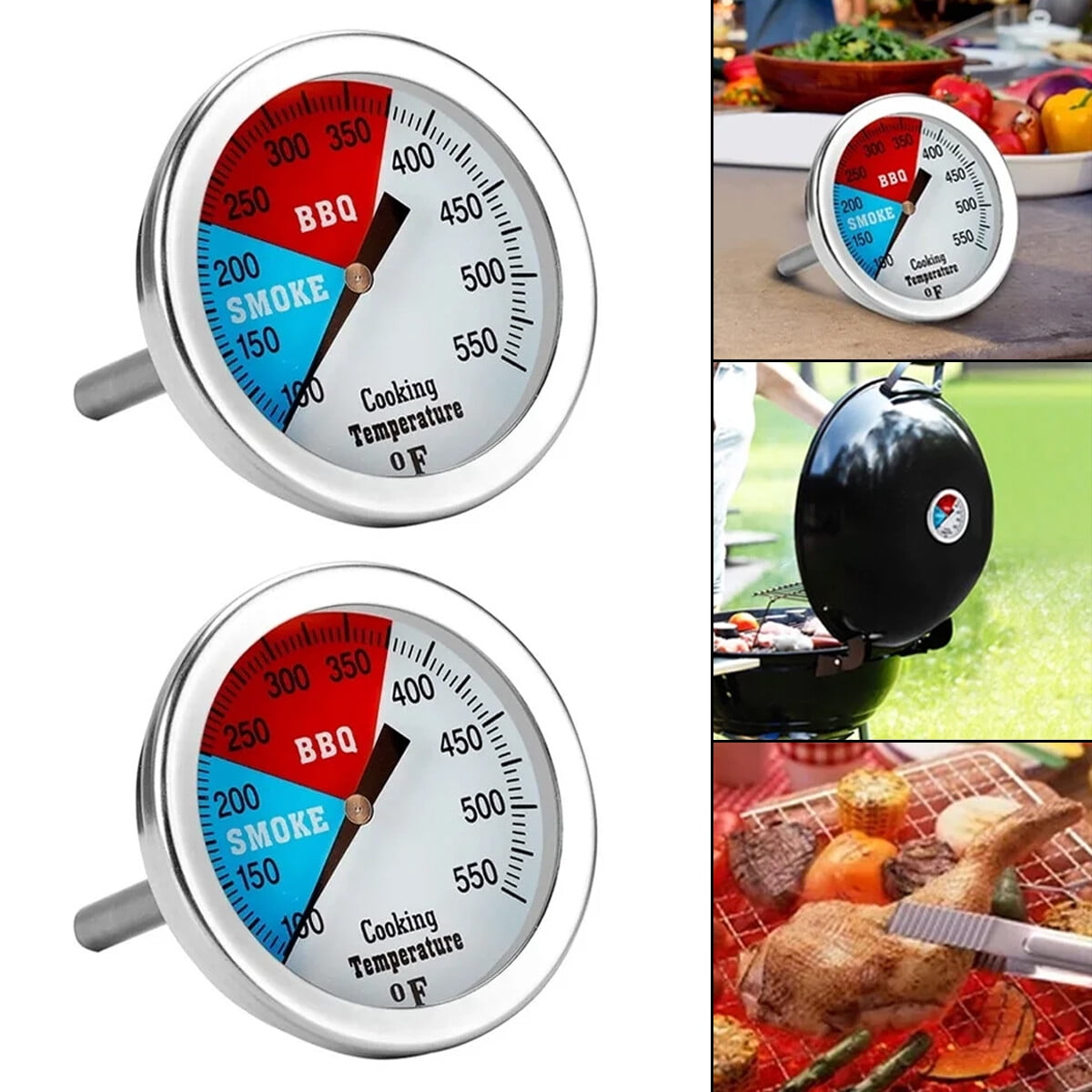 ALLTIMES 100-550℉ BBQ Thermometer Stainless Steel Temperature Gauge for ...