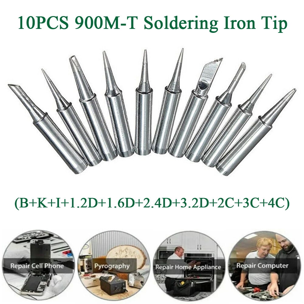 ALLTIMES 10PCS 900M-T Silver Metal Soldering Iron Tip for Hakko ...