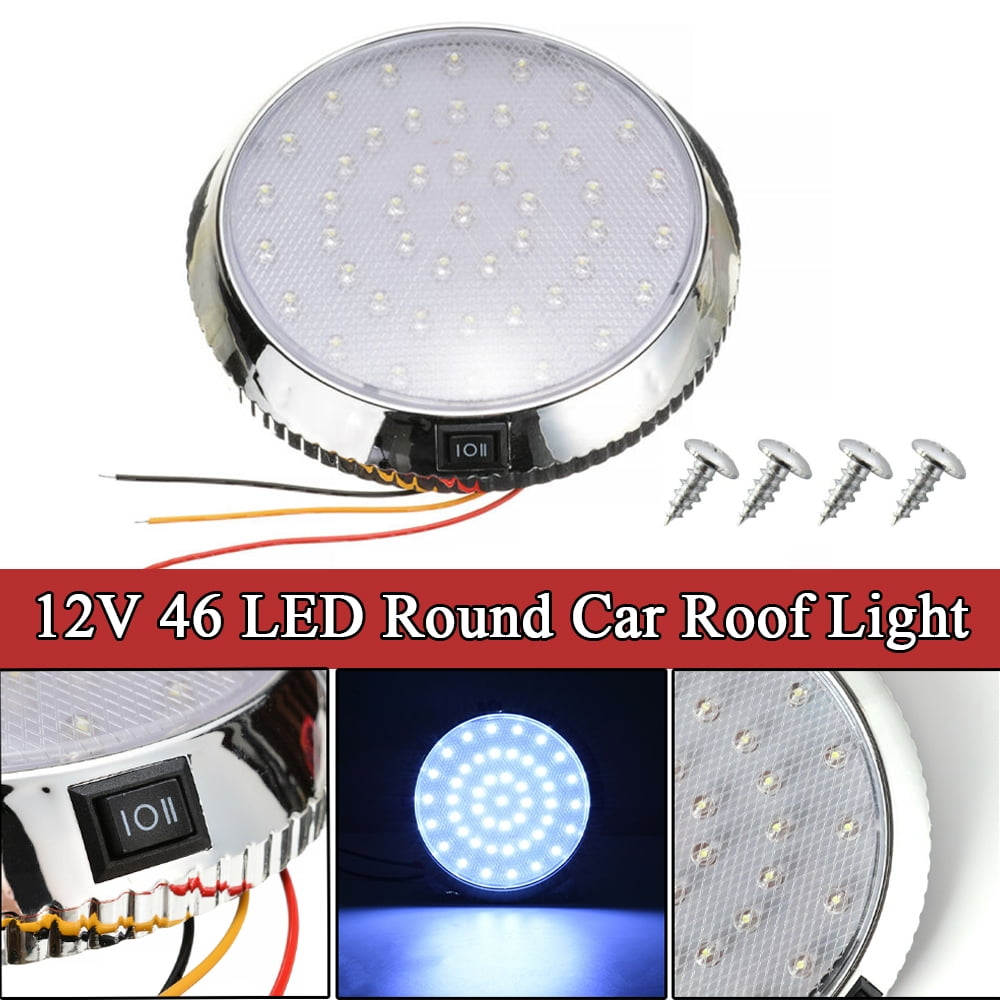 ALLTIMES 12V 46 LED Round Car Roof Ceiling Light Interior Dome White ...