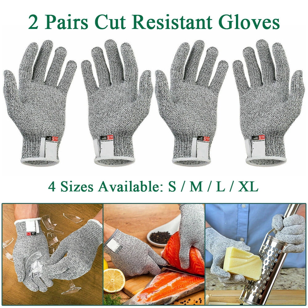 ALLTIMES 2 Pairs Cut Resistant Gloves Level 5 Certified Safety ...