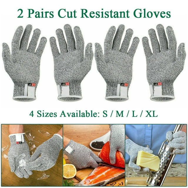 ALLTIMES 2 Pairs Cut Resistant Gloves Level 5 Certified Safety ...