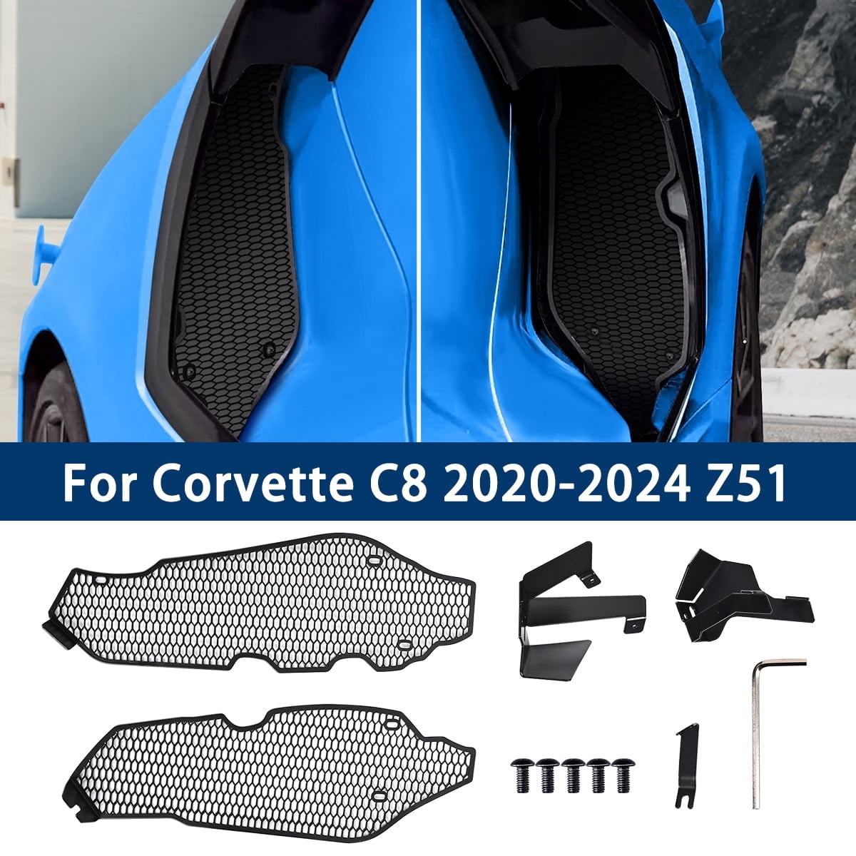 ALLTIMES Car Side Intake Mesh Grille Insert for Corvette C8 2020-2024 ...