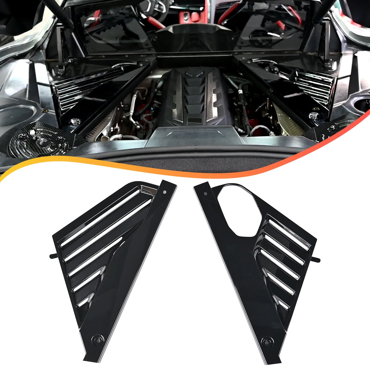 ALLTIMES 2PCS Gloss Black Engine Bay Panel Cover for Corvette C8 ...
