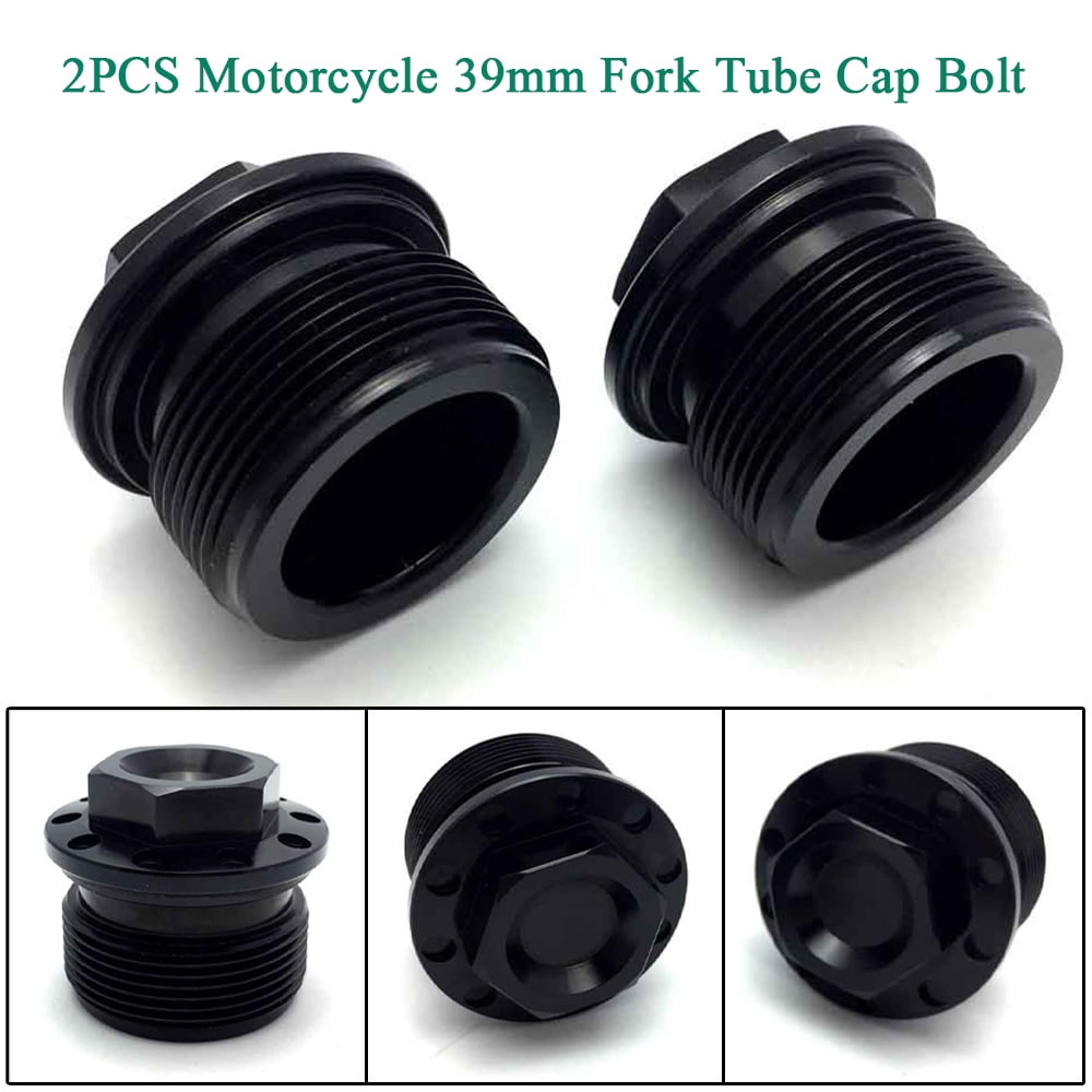 ALLTIMES 2PCS Motorcycle 39mm Anodized Fork Tube Cap Bolt, Black Billet ...