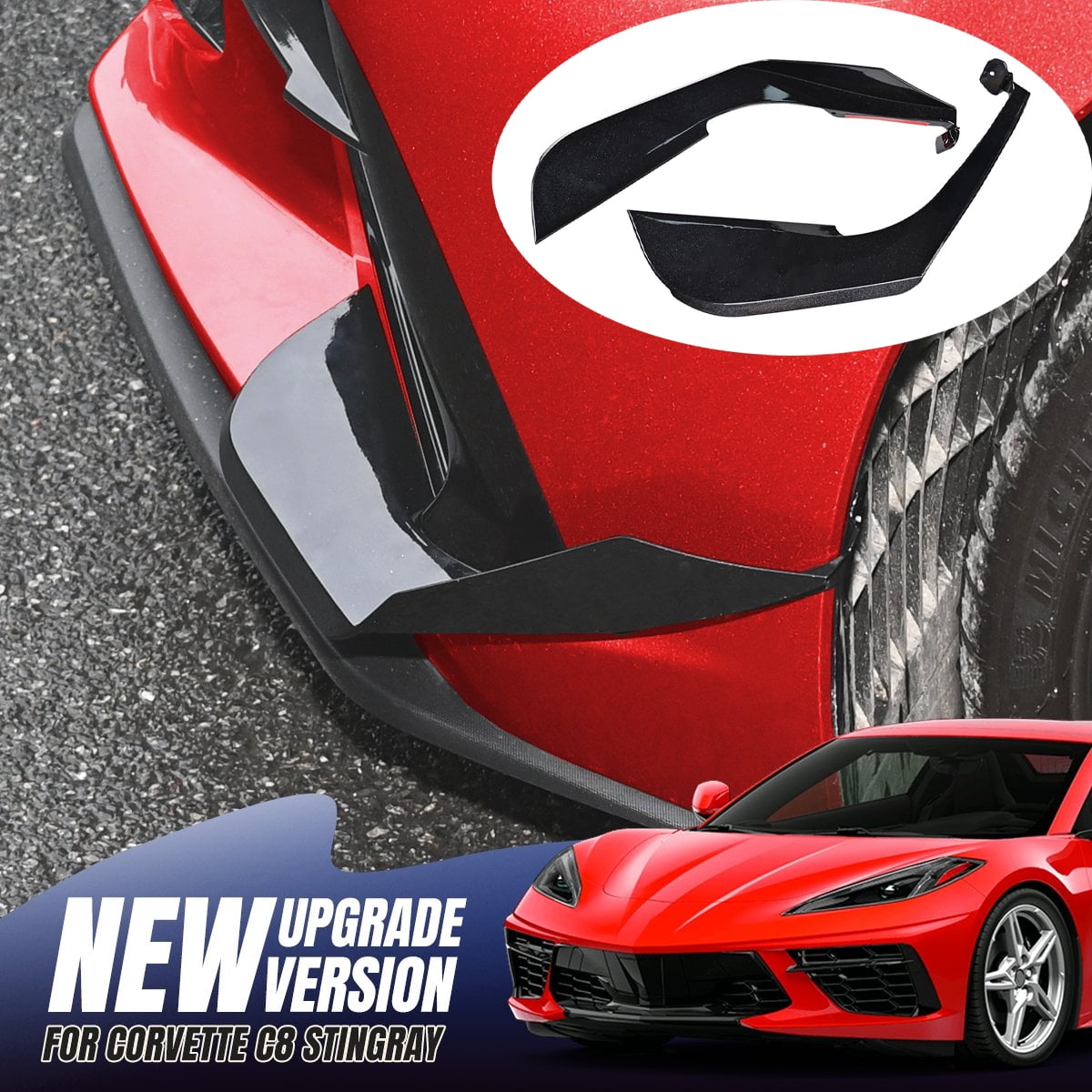 ALLTIMES Front Bumper Side Canards for Corvette C8 Coupe Convertible ...