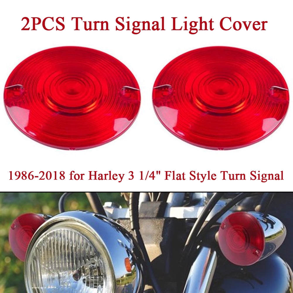 ALLTIMES Turn Signal Light Cover 1986-2018 for Harley 3 1/4" Flat Style ...