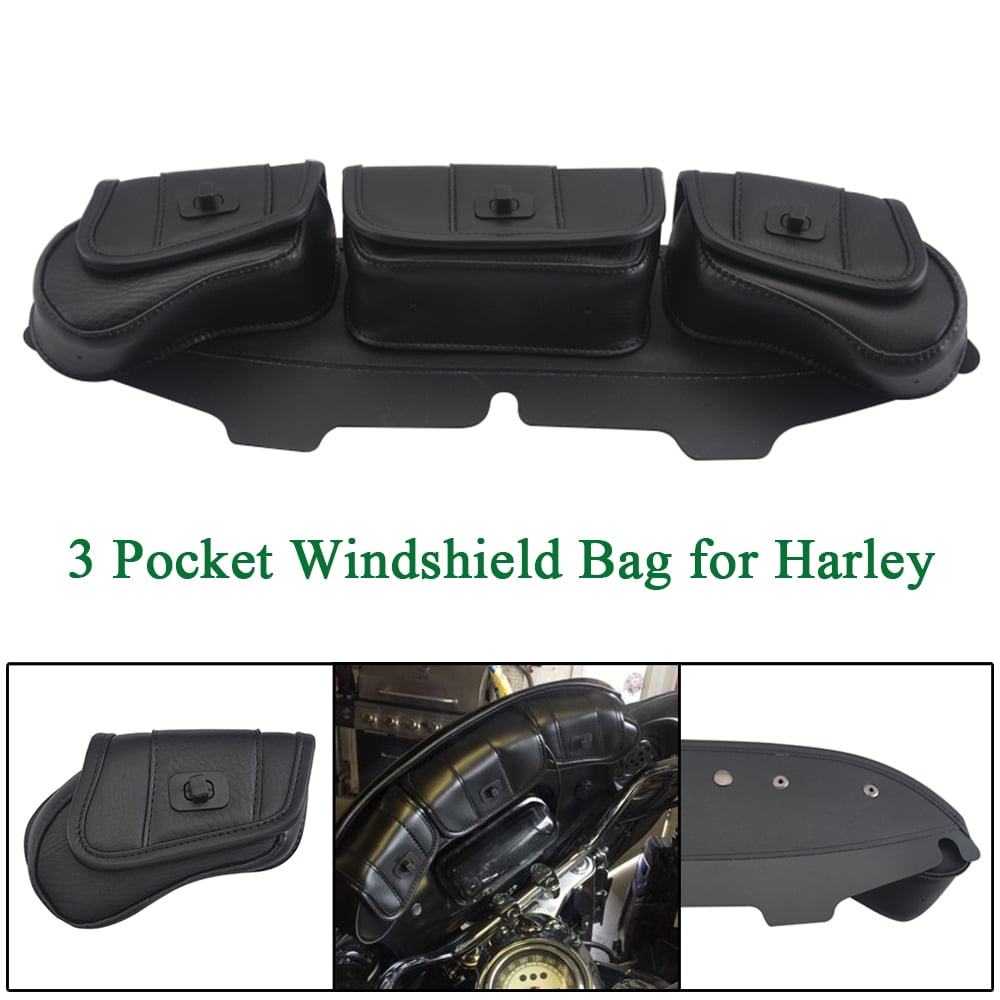ALLTIMES 3 Pocket Windshield Bag Fairing Pouch for Harley for Street ...