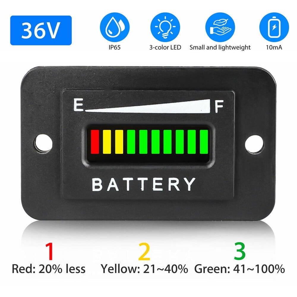 ALLTIMES 36V LED Battery Indicator Gauge Voltage Meter for Club Car ...