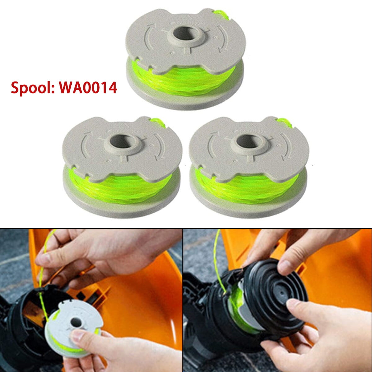 ALLTIMES 3PCS WA0014 Replacement Trimmer Spool Line for Worx Models WG168 WG184 WG184.9 WG190 ...