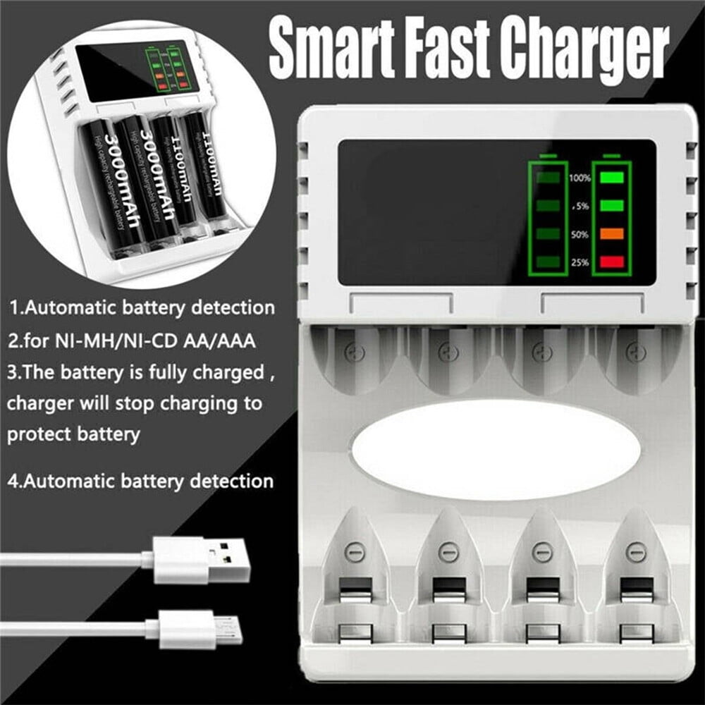 ALLTIMES 4-Slot Intelligent Battery Charger for AA/AAA, Ni-MH/Ni-Cd ...