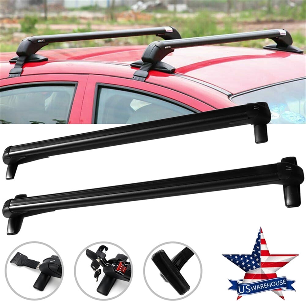 ALLTIMES 43.3" Universal Car Top Roof Rack Cross Bar Adjustable Luggage Carrier with Lock, Black ...