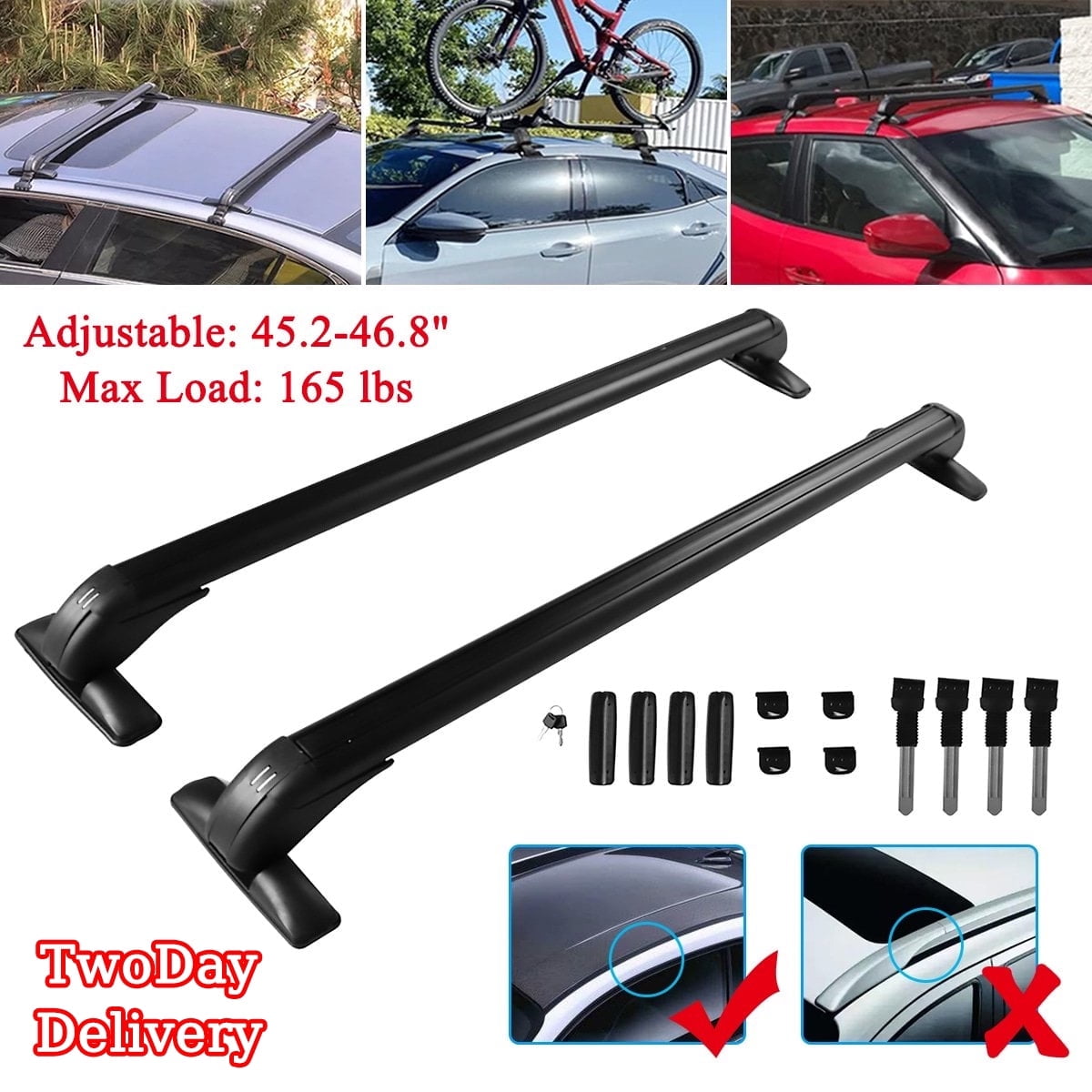 ALLTIMES 45.2" Universal Car Roof Rack Cross Bar Adjustable Luggage ...