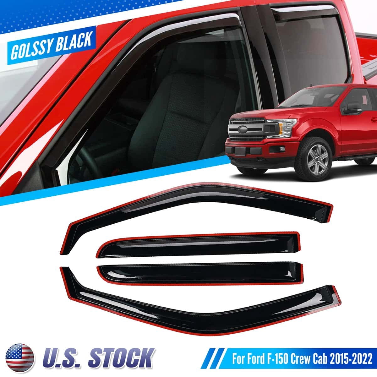 ALLTIMES 4PCS In-channel Window Visors Sun Rain Guards for Ford F150 F ...