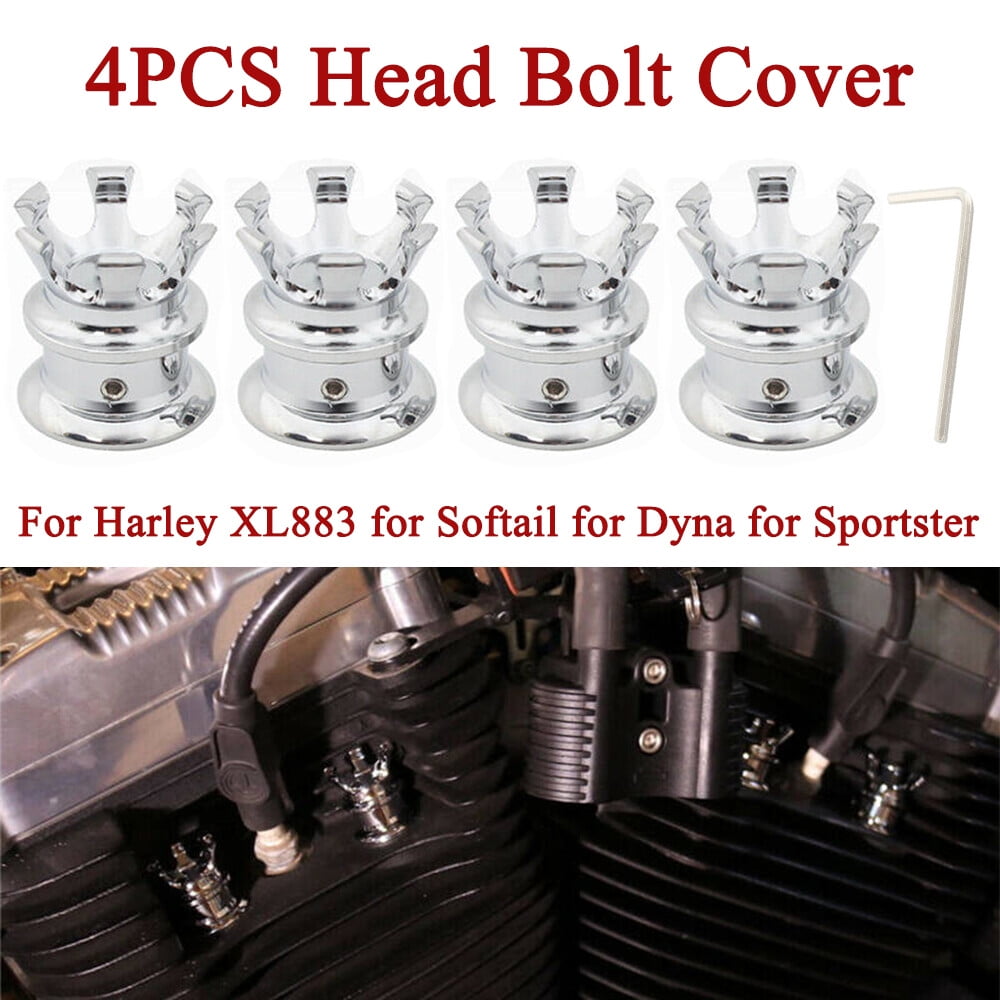 ALLTIMES 4PCS Motorcycle Head Bolt Cover Nuts Crown Cap for Harley ...
