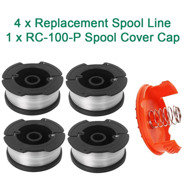 ALLTIMES 4PCS Replacement Spool Line + 1PC RC-100-P Spool Cover Cap for ...