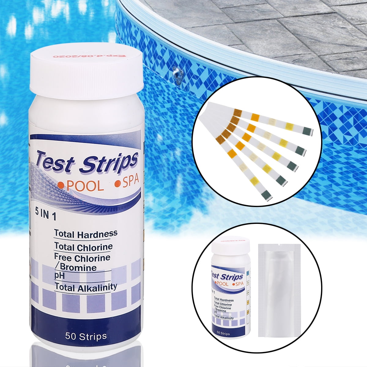 ALLTIMES 5 in 1 Pool and Spa Test Strips, 50PCS Test Paper Fast and ...
