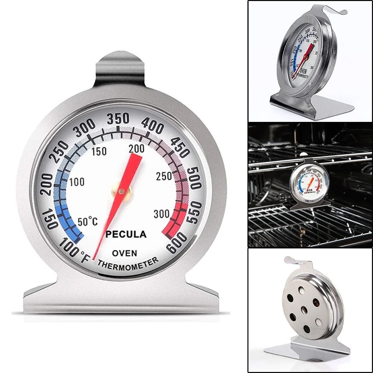 ALLTIMES 50-300°C / 100ºF - 600ºF Oven Thermometer, Silver Stainless ...