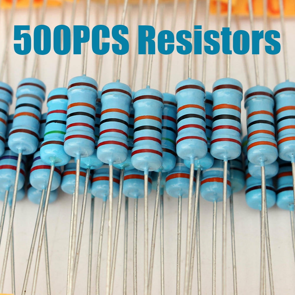 ALLTIMES 500PCS 1 Ohm-1M Ohm Resistor 1W ±1%Tolerance 100 Values Metal Film Fixed Resistors ...