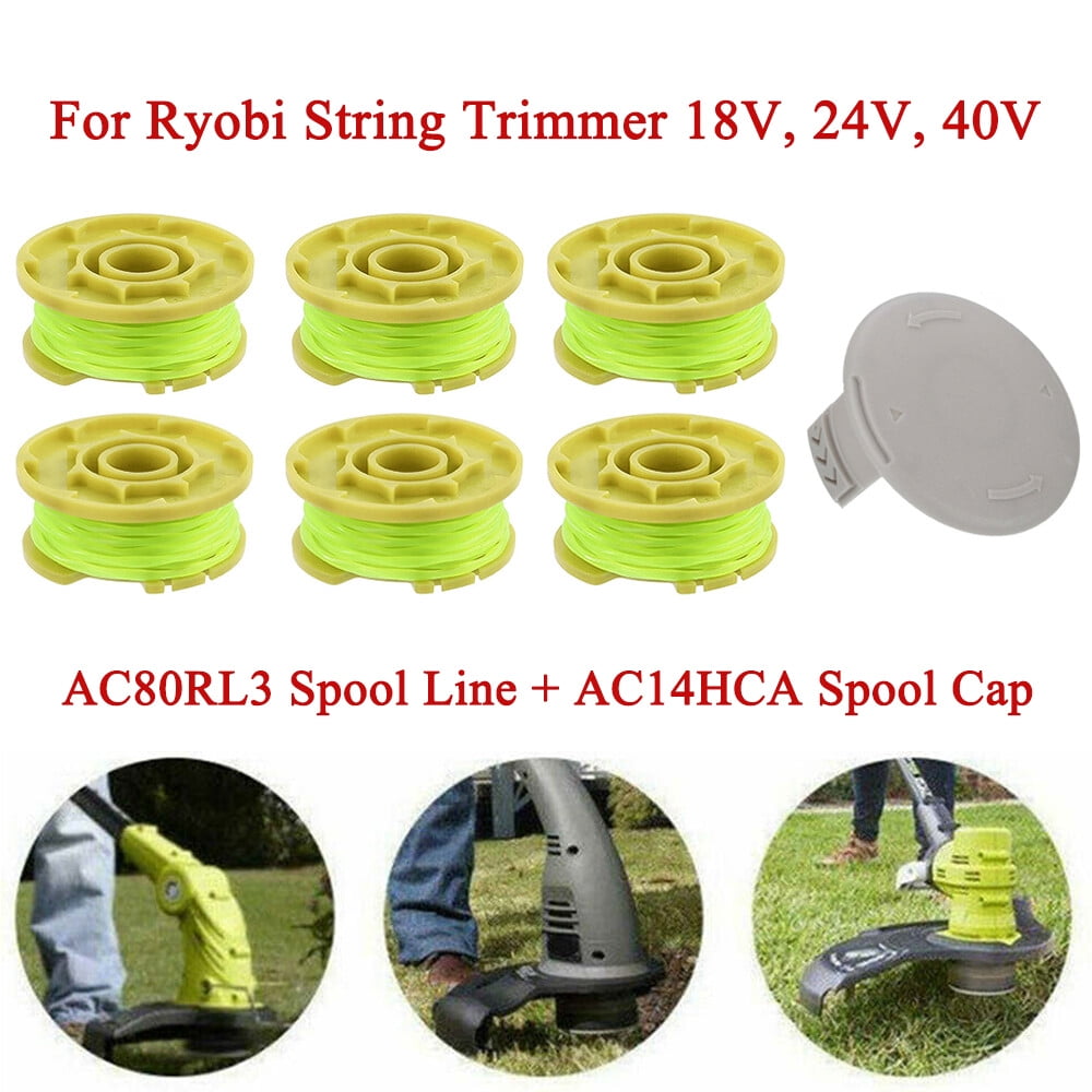 ALLTIMES 6PCS AC80RL3 Replacement Spool Line + AC14HCA Trimmer Spool ...