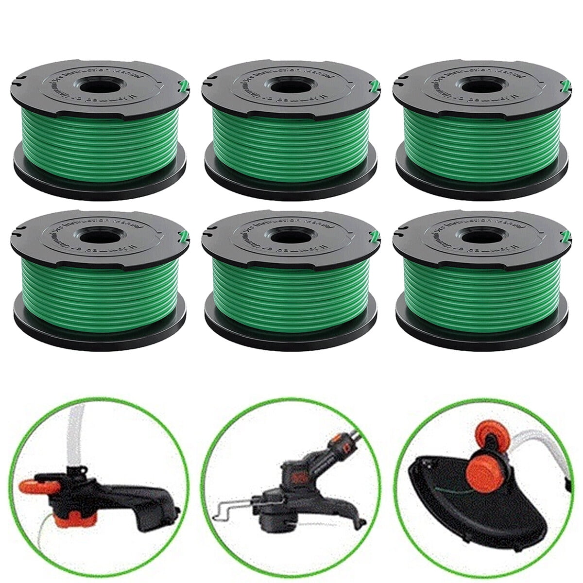 ALLTIMES 6PCS SF-080 Trimmer Strimmer Replacement Spool Line for Black & Decker Series Mower ...