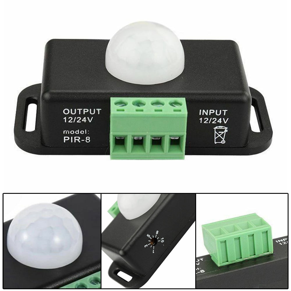 ALLTIMES Automatic Infrared PIR Motion Sensor Switch, DC 12V/24V, Black ...