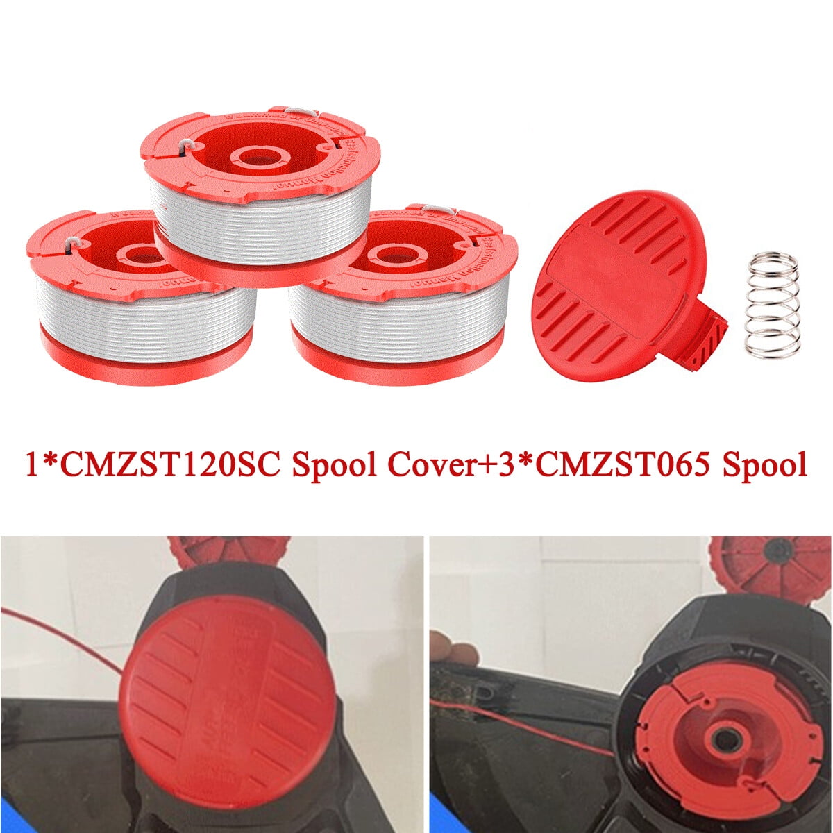ALLTIMES CMZST120SC Strimmer Spool Cover + 3PCS CMZST065 Spool Line for ...