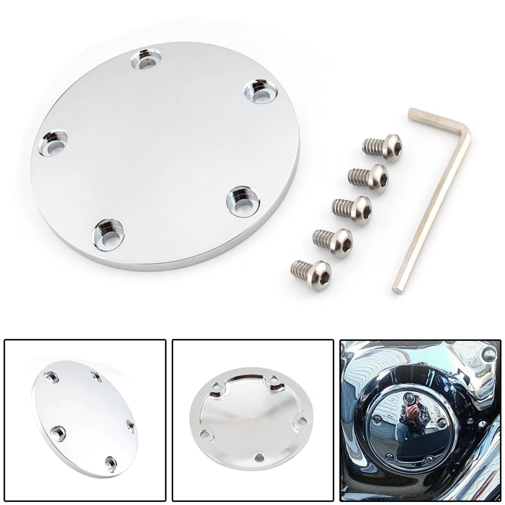 ALLTIMES Domed Timing Points Cover, 5-Holes Billet Aluminum Black or Chrome, for Harley for Twin ...