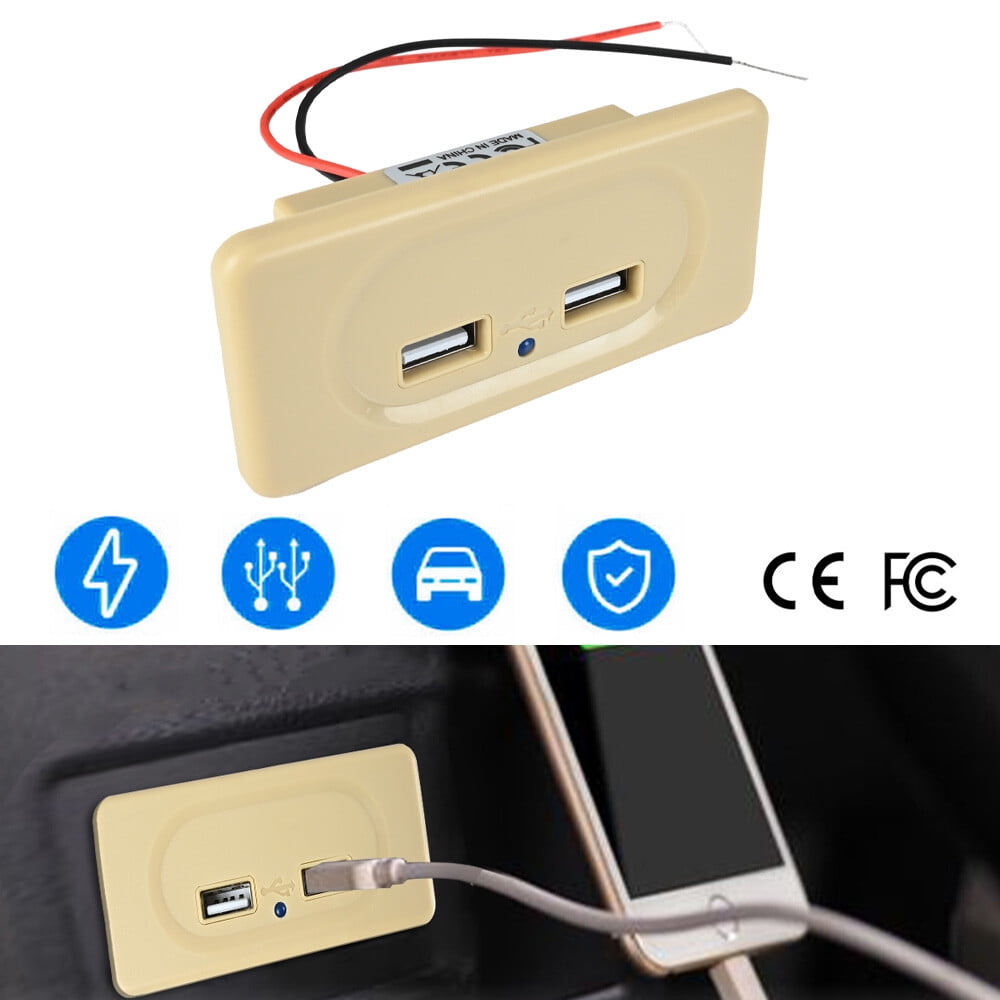ALLTIMES Dual USB Car Charger Socket, 3.1A 12V Power Outlet Panel Mount ...