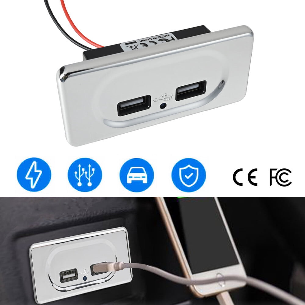 ALLTIMES Dual USB Car Charger Socket, 3.1A 12V Power Outlet Panel Mount ...