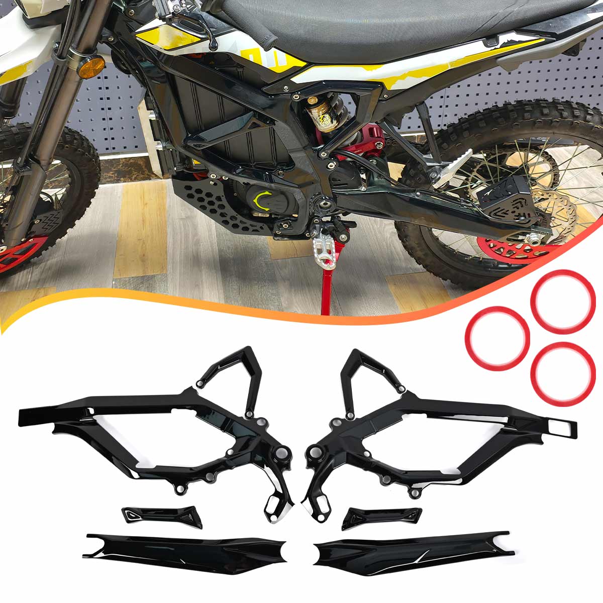 ALLTIMES Frame Guards Sticker Kit for Sur Ron Ultra Bee, Glossy Black ...