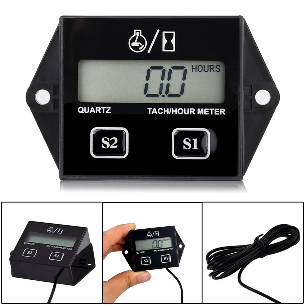 ALLTIMES LCD Tach Hour Meter Gauge Digital Tachometer RPM Tester for 2/ ...
