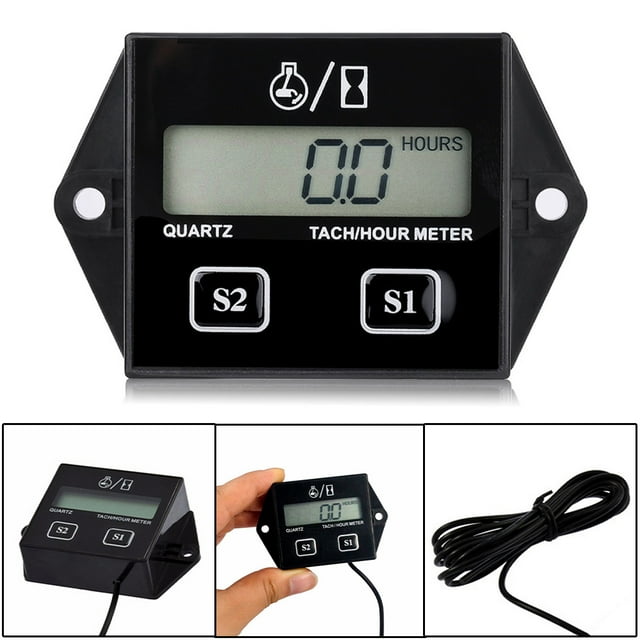 ALLTIMES LCD Tach Hour Meter Gauge Digital Tachometer RPM Tester for 2/ ...