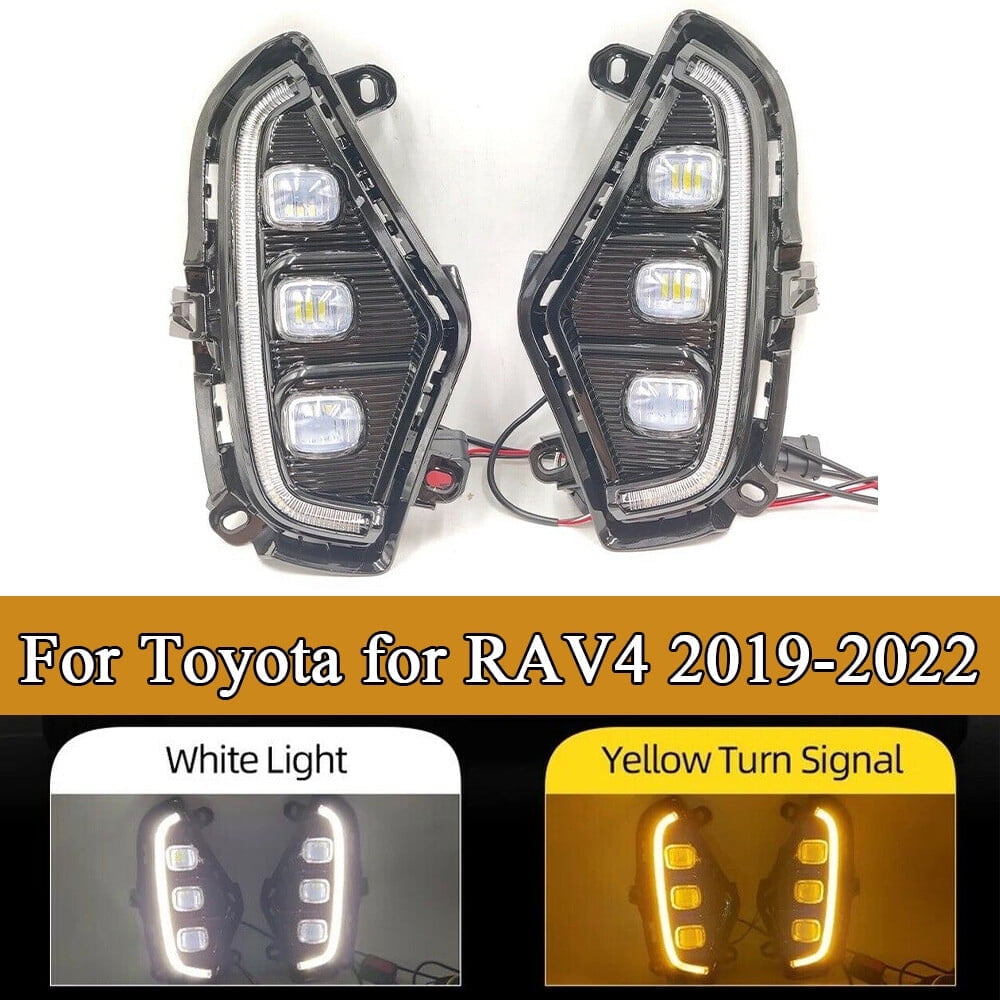 ALLTIMES LED DRL Daytime Running Lights for Toyota RAV4 2019-2022, DC 12V Fog Lamp White DRL ...