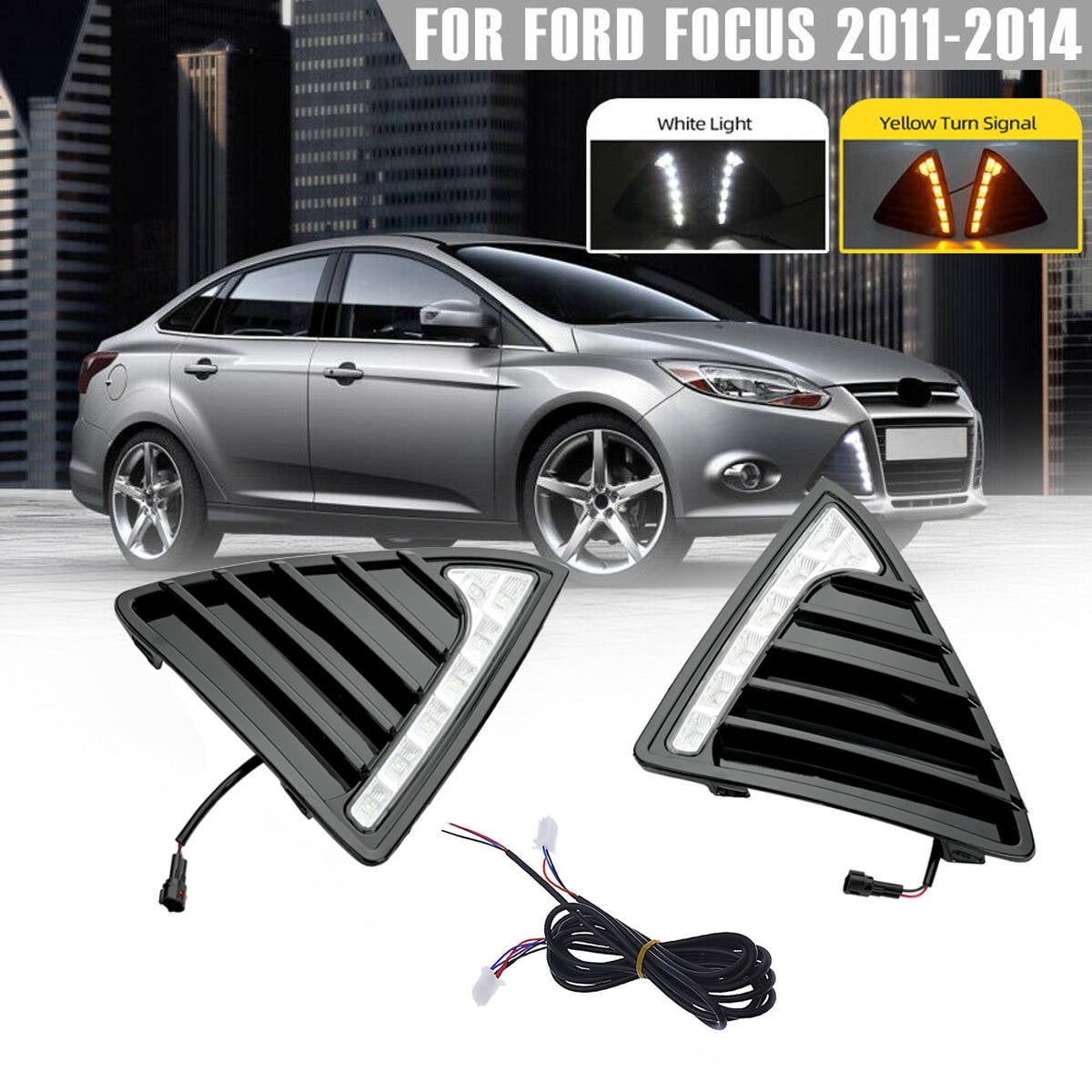 ALLTIMES LED DRL Fog Lamp Fog Light for Ford Focus Sedan/Hatchback ...