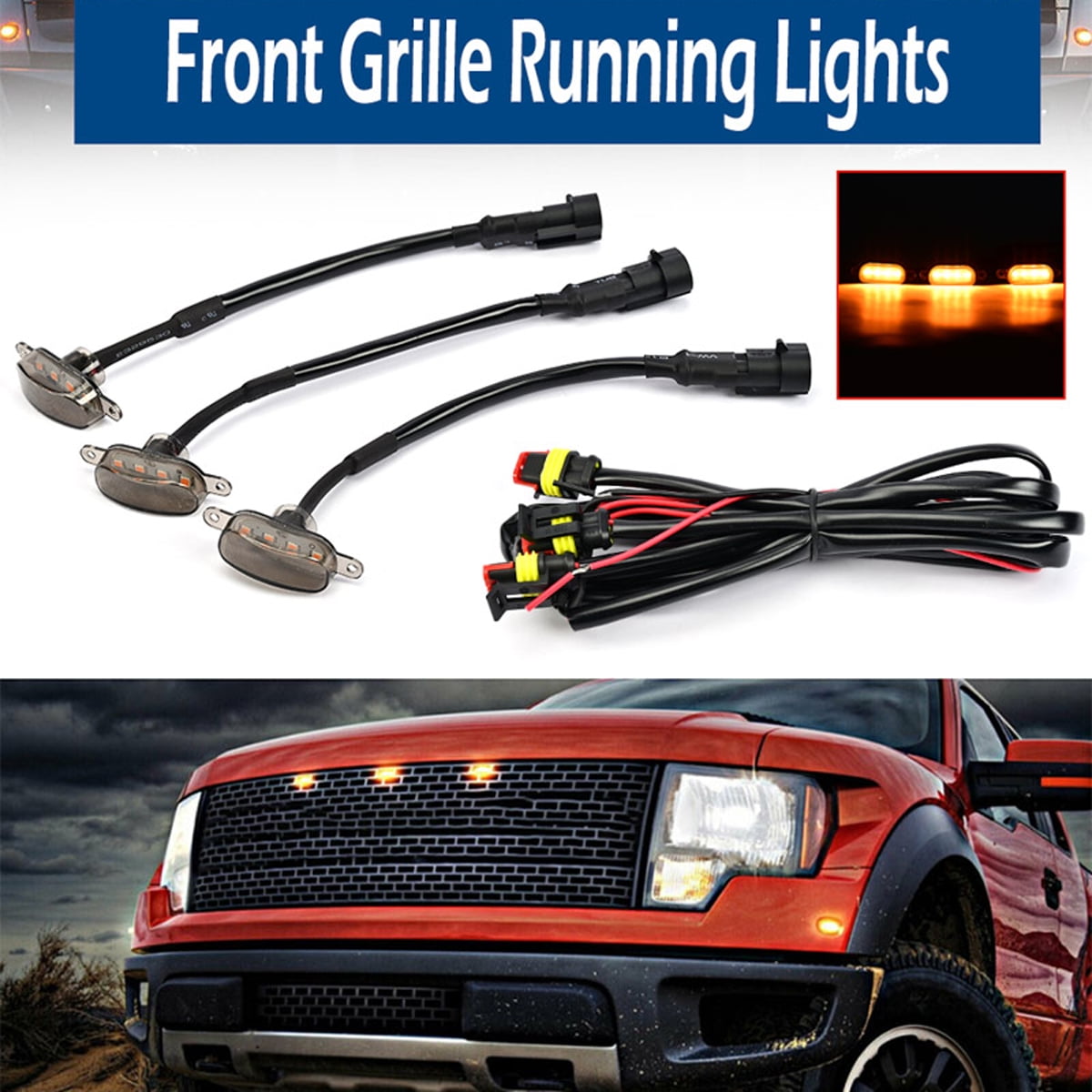 ALLTIMES 3PCS Front Grille LED Lights Kit for Ford F150 F250 F350 ...