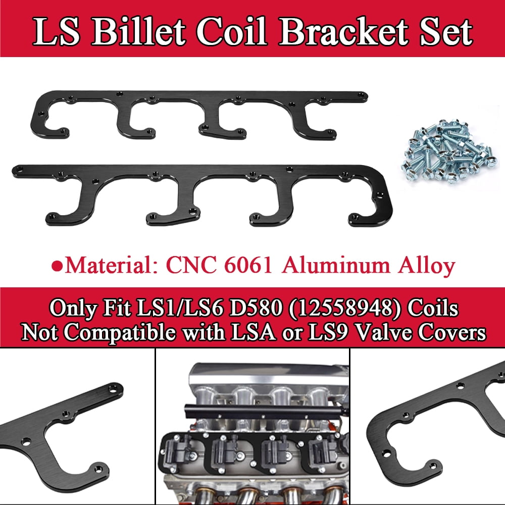 ALLTIMES Square Lgnition Billet Coil Brackets Mount Valve Cover for LS1 ...
