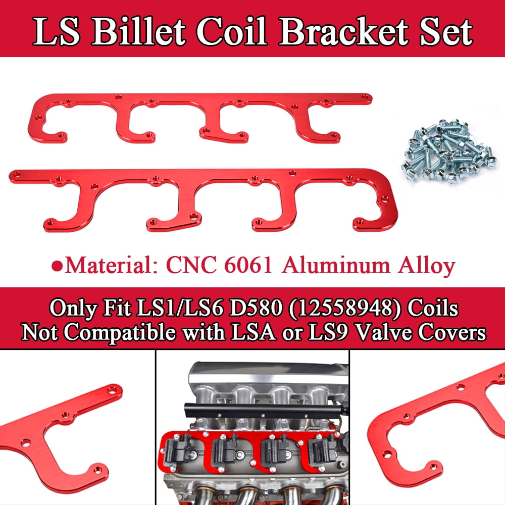 ALLTIMES Square Lgnition Billet Coil Brackets Mount Valve Cover for LS1 ...