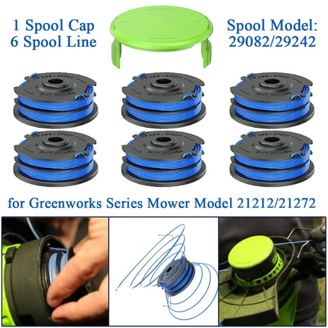 ALLTIMES String Trimmers Replacement Spool Cap Spool Line for Greenworks Series Mower Model ...