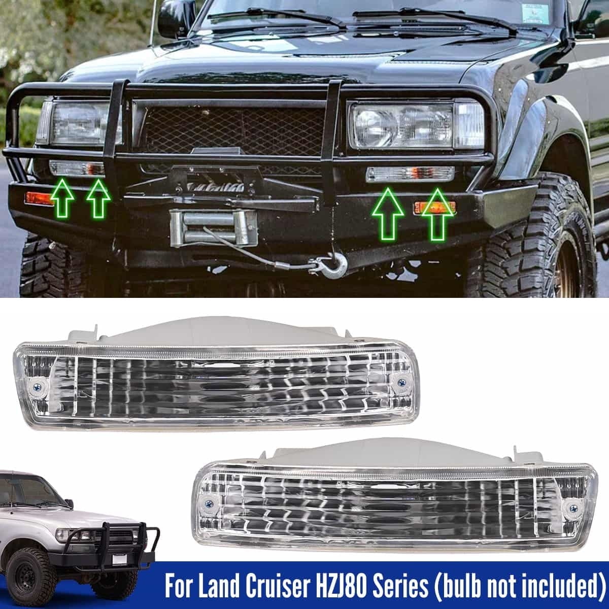 ALLTIMES Front Indicators Bumper Light Cover for Land Cruiser HZJ80 ...
