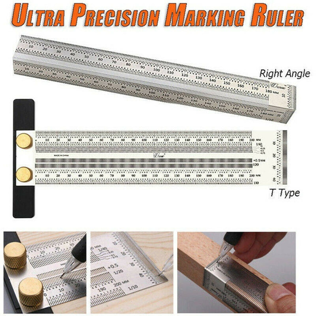 ALLTIMES Ultra Precision Marking Ruler T Type 400mm Ruler, Stainless ...