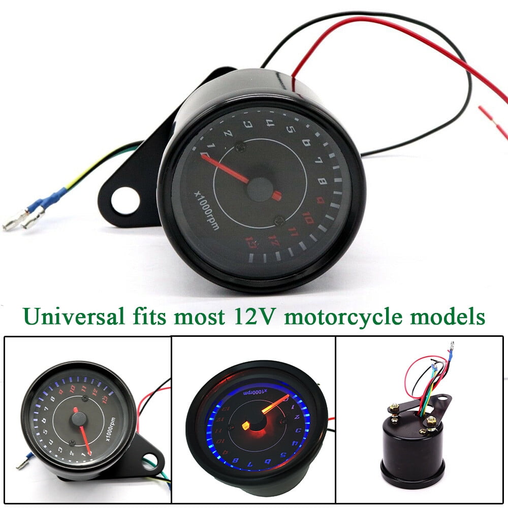 ALLTIMES Universal 12V 13000 RPM Motorcycle LED Backlight Tachometer ...