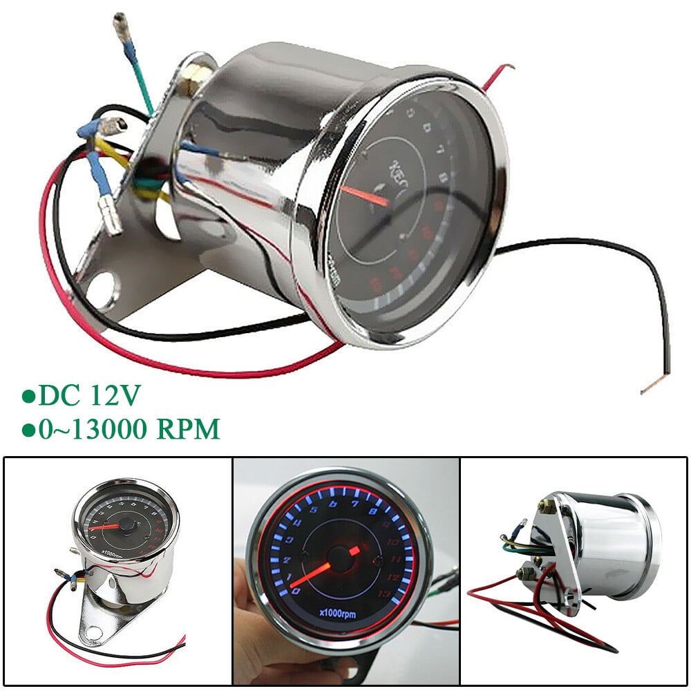 ALLTIMES Universal 12V 13000 RPM Motorcycle LED Backlight Tachometer ...