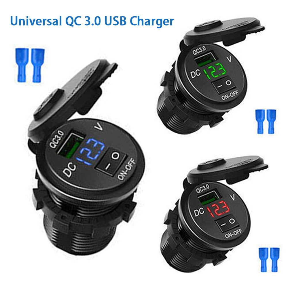 ALLTIMES Universal QC 3.0 USB Charger with Voltmeter, with ON-OFF ...