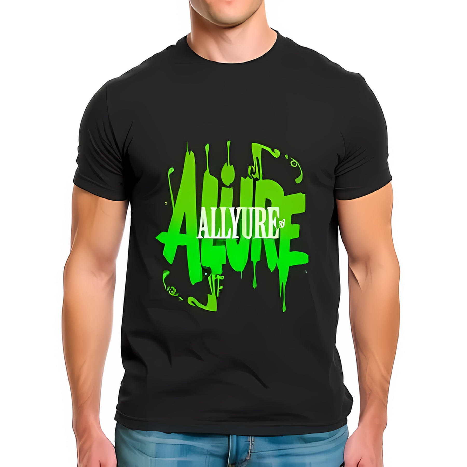ALLURE Graffiti Graphic T-Shirt for Men - Black Short Sleeve Tee with ...