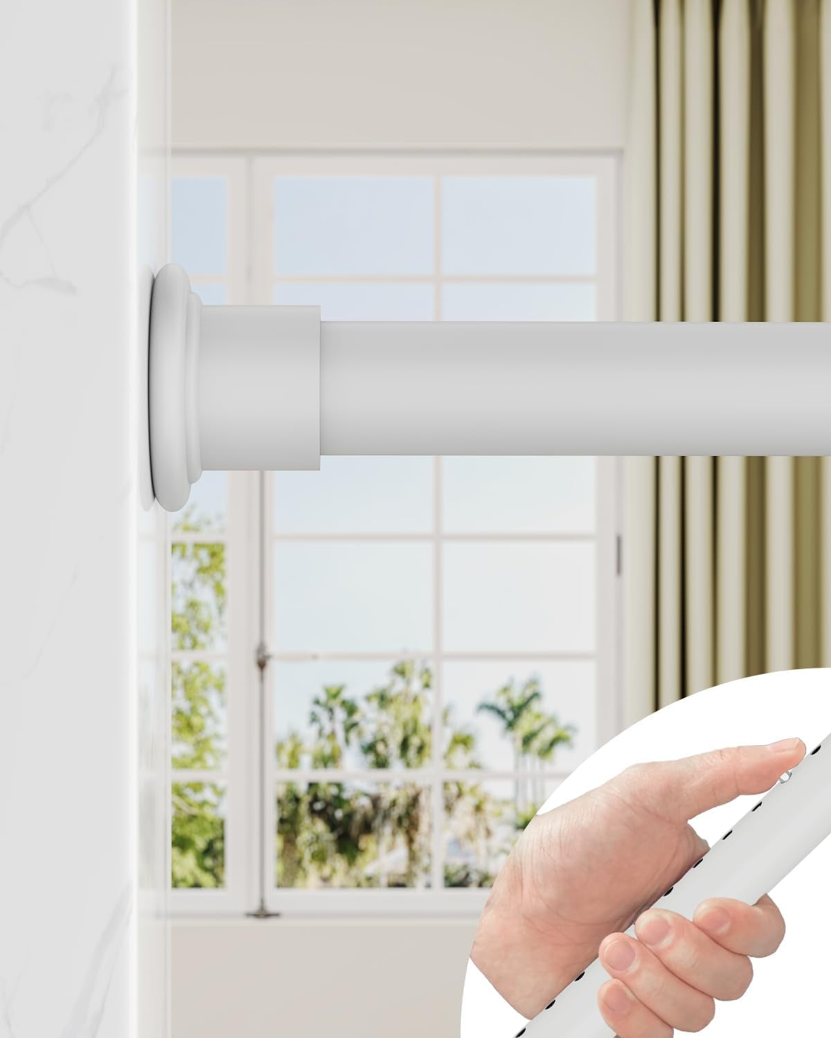 ALLZONE Tension Curtain Rod for Windows,123 to 160 Inch, Heavy Duty ...