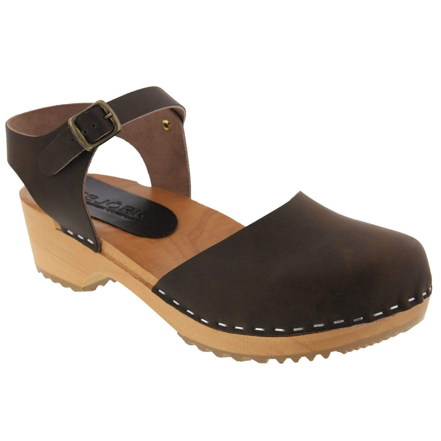 ALMA Swedish Wood Clog Leather Sandals - Walmart.com