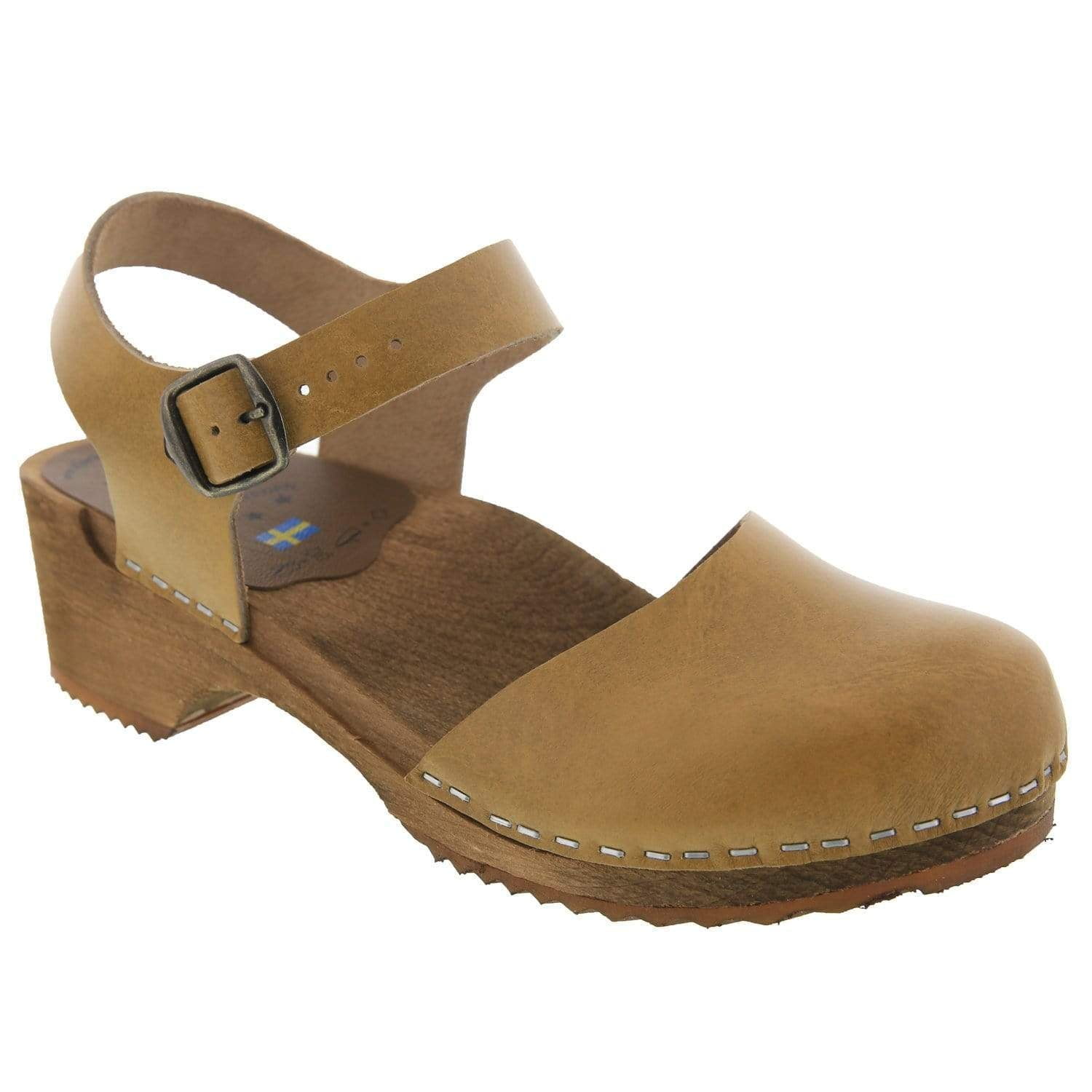 ALMA Swedish Wood Clog Leather Sandals - Walmart.com